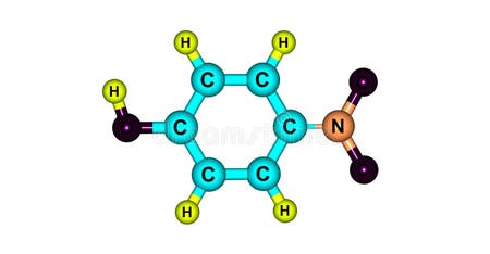 4-Nitrophenol Molecular Structure Isolated on White Stock Illustration ...
