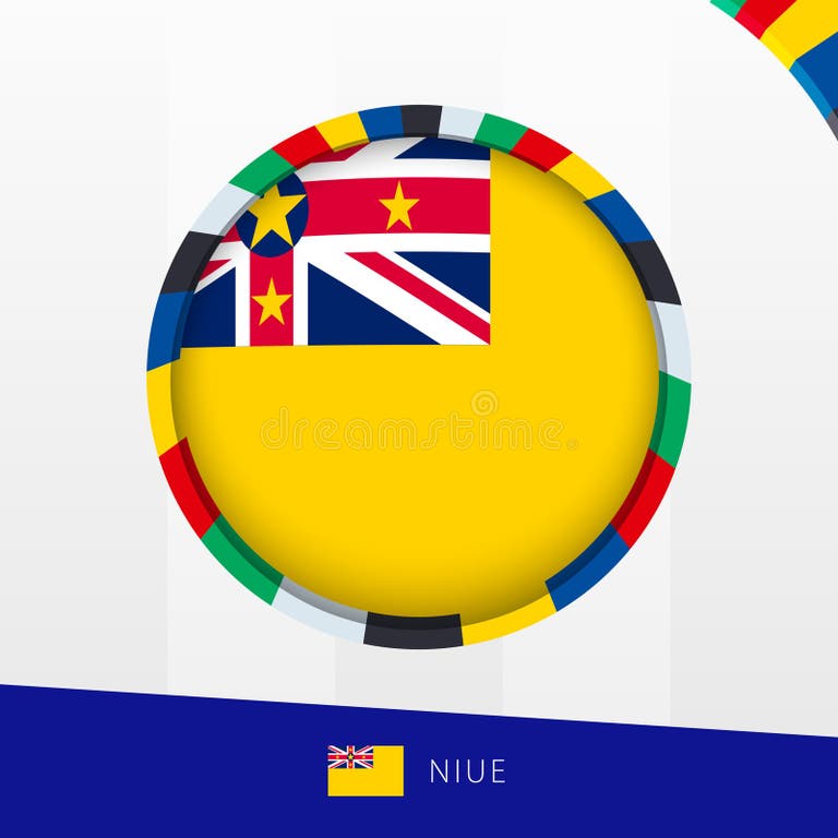 Niue Flag with Colorful Circle Border Stock Vector - Illustration of ...