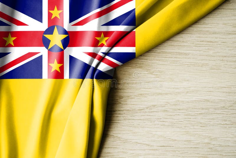 Niue Flag. Fabric Pattern Flag of Niue. 3d Illustration Stock ...