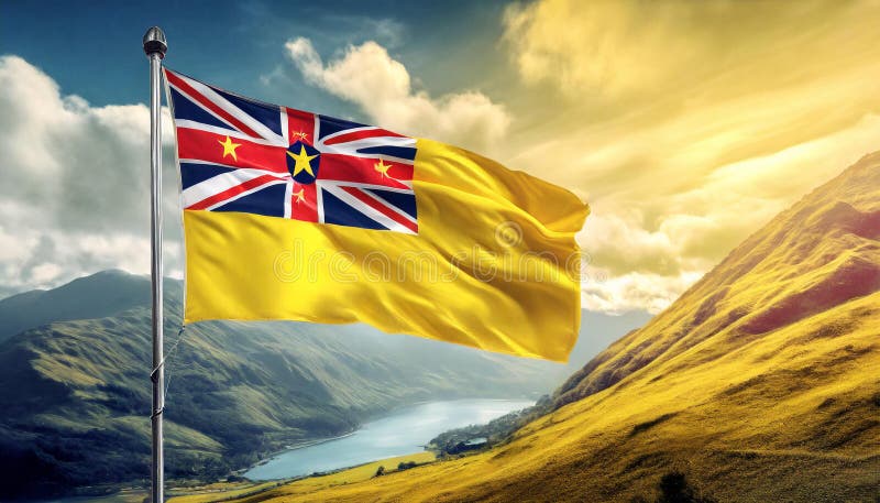Niue Flag Waving on the Wind Stock Illustration - Illustration of ...