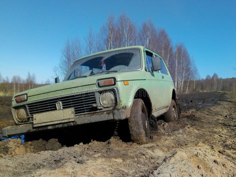 Niva Lada Front view stock image. Image of automobile - 183993619