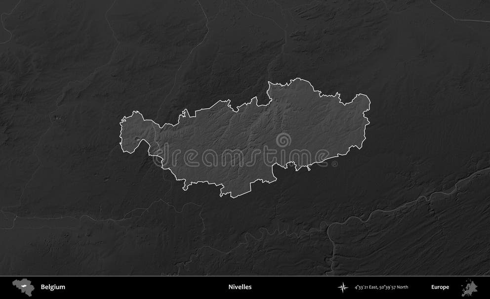 Nivelles Highlighted, Belgium. Grayscale Stock Illustration ...