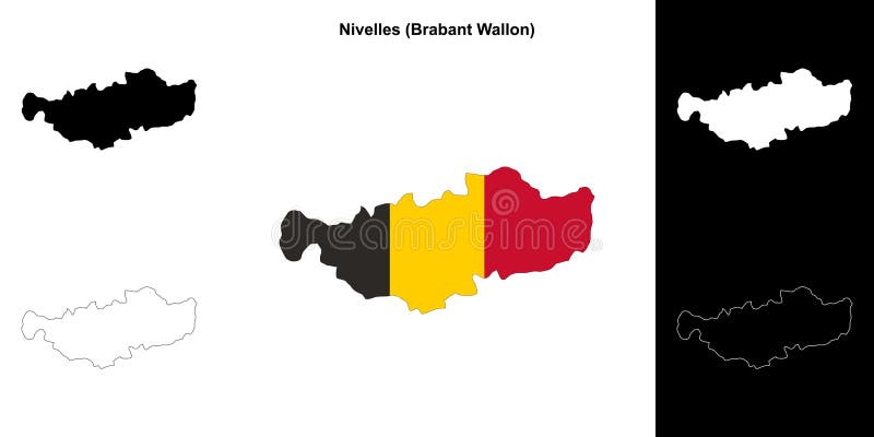 Nivelles outline map stock vector. Illustration of outline - 334838893