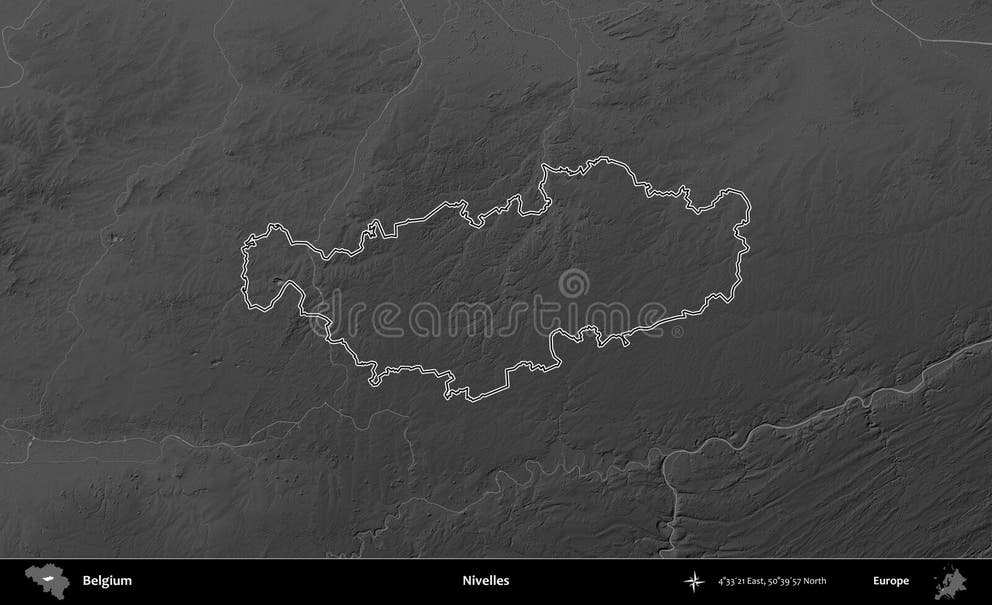 Nivelles Outlined, Belgium. Grayscale Stock Illustration - Illustration ...