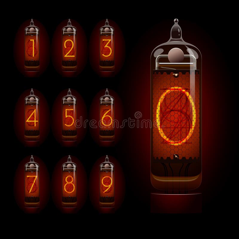 Vector Nixie Tube with Digits Stock Vector - Illustration of numerical ...