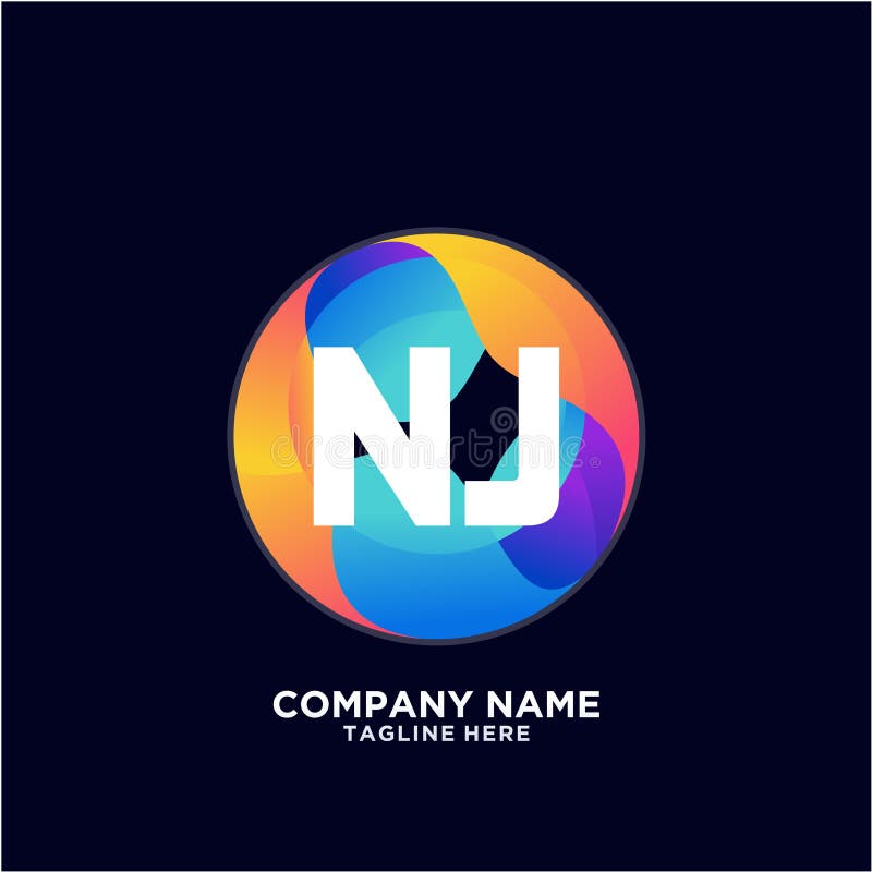 NJ Initial Logo with Colorful Circle Template Vector Stock Vector ...