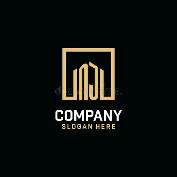NJ Initial Monogram Logo Design with Square Shape Design Ideas Stock ...
