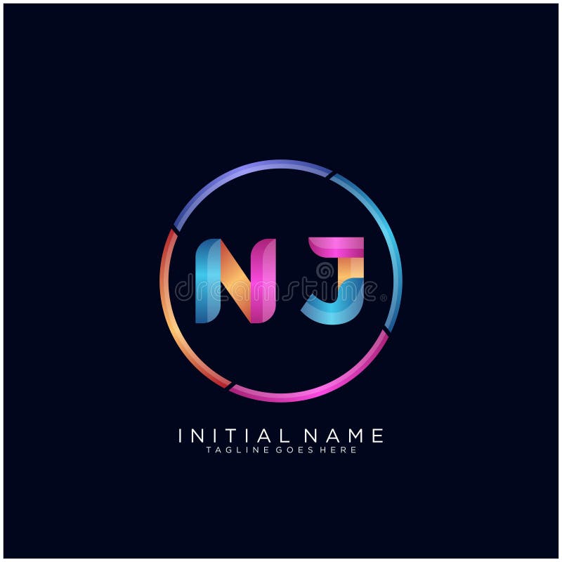 NJ Letter Logo Icon Design Template Elements Stock Vector ...