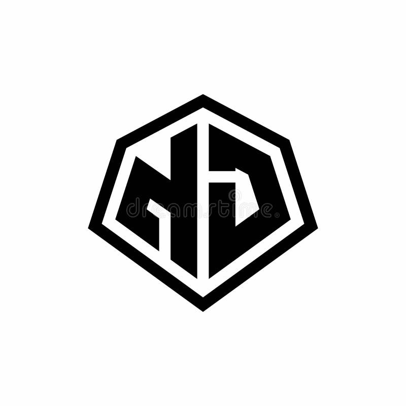 NJ Monogram Logo with Hexagon Shape and Line Rounded Style Design ...
