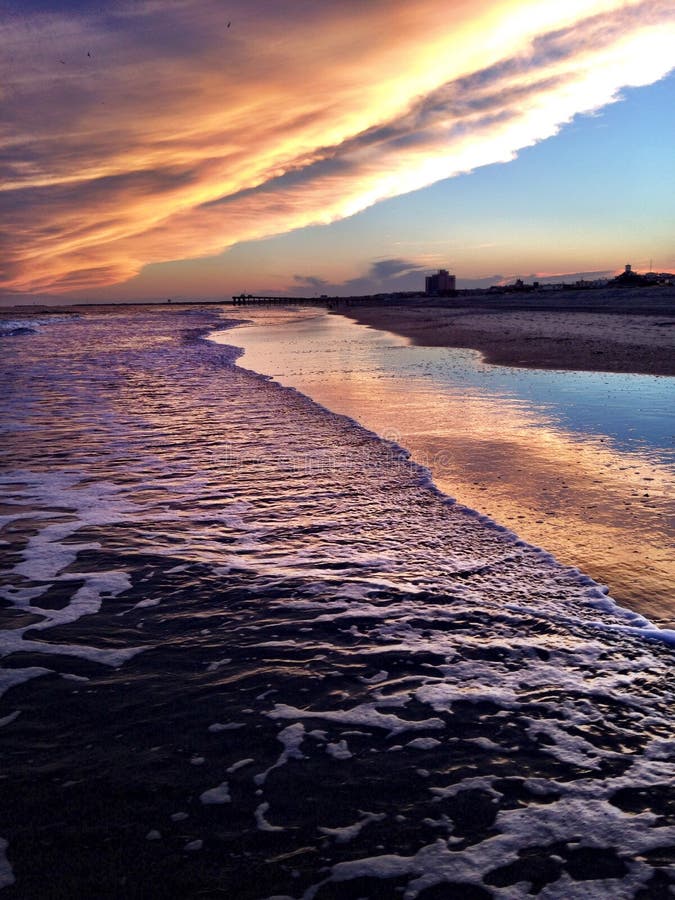 NJ Sunset stock photo. Image of sand, jersey, ocean, city - 45127716
