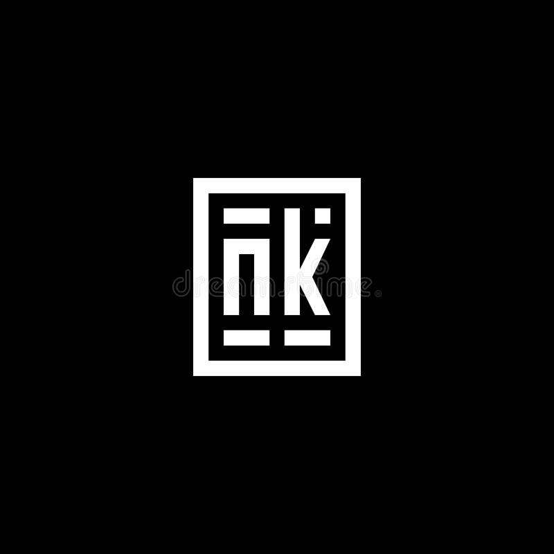 NK Initial Logo with Square Rectangular Shape Style Stock Illustration ...