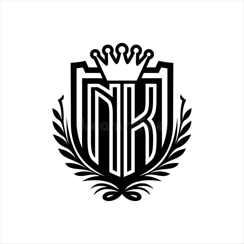 NK Logo Heraldic Shield Shape with Crown, Vintage Crest on White ...