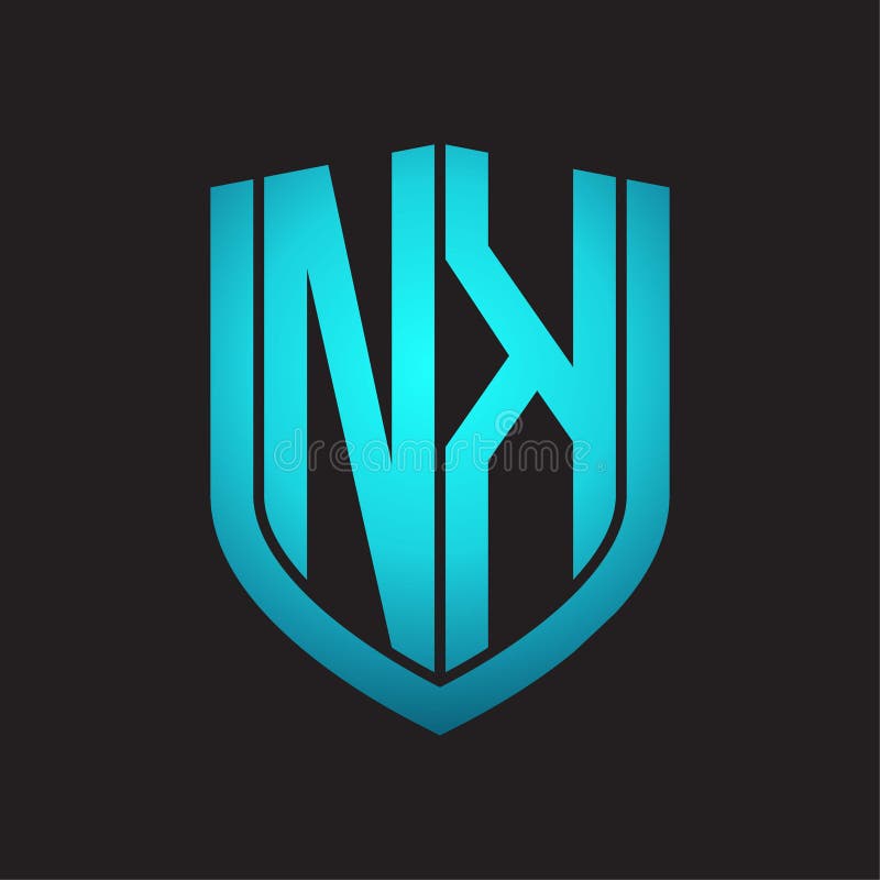 NK Logo Monogram with Emblem Shield Design Isolated with Blue Colors on ...