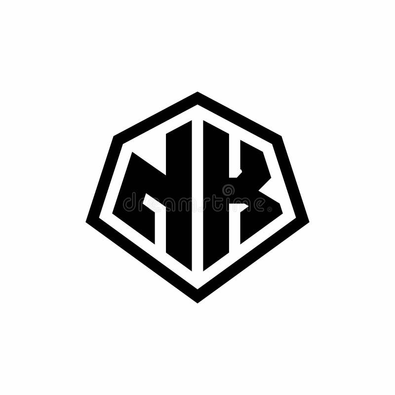 NK Monogram Logo with Hexagon Shape and Line Rounded Style Design ...