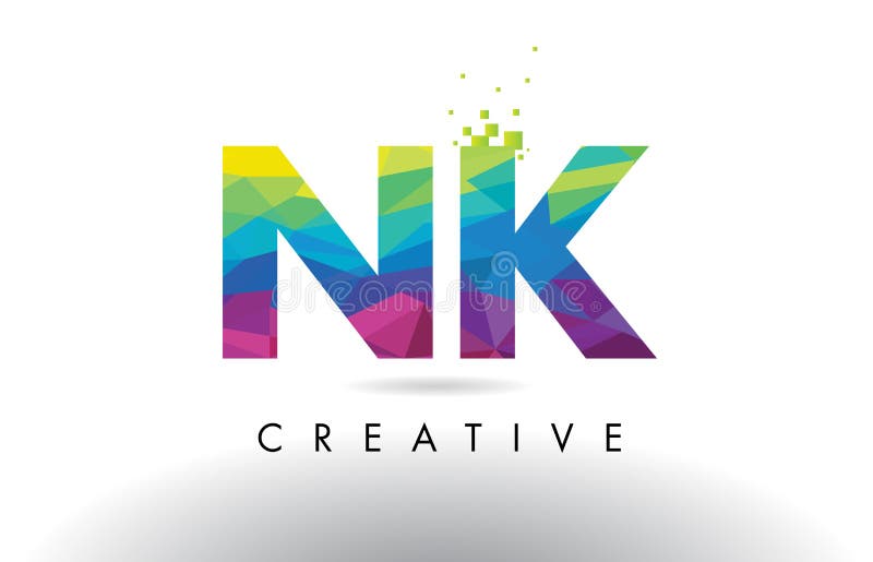 NK N K Colorful Letter Origami Triangles Design Vector. Stock Vector ...
