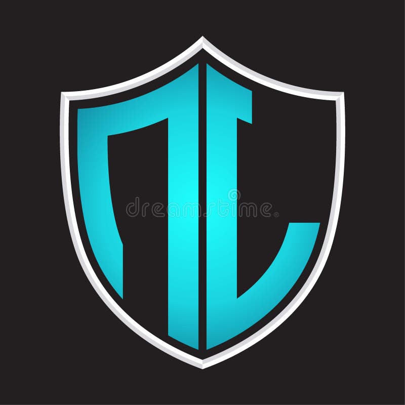 NL Logo Monogram with Shield Shape Isolated Blue Colors on Outline ...