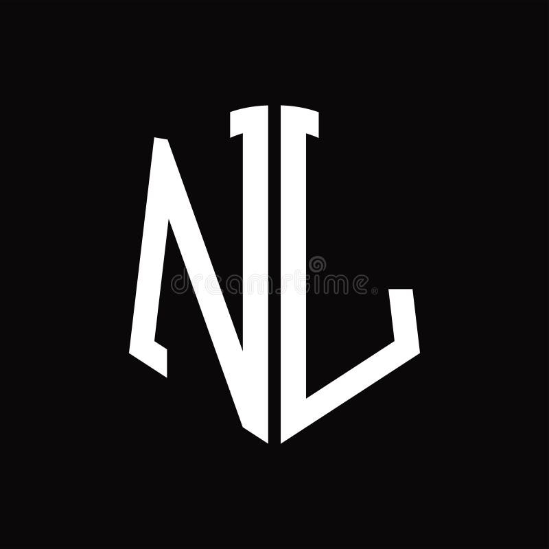 NL Logo Monogram with Shield Shape Ribbon Design Template Stock Vector ...