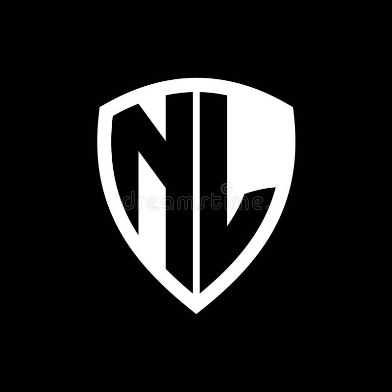 NL Monogram Logo with Bold Letters Shield Shape with Black and White ...