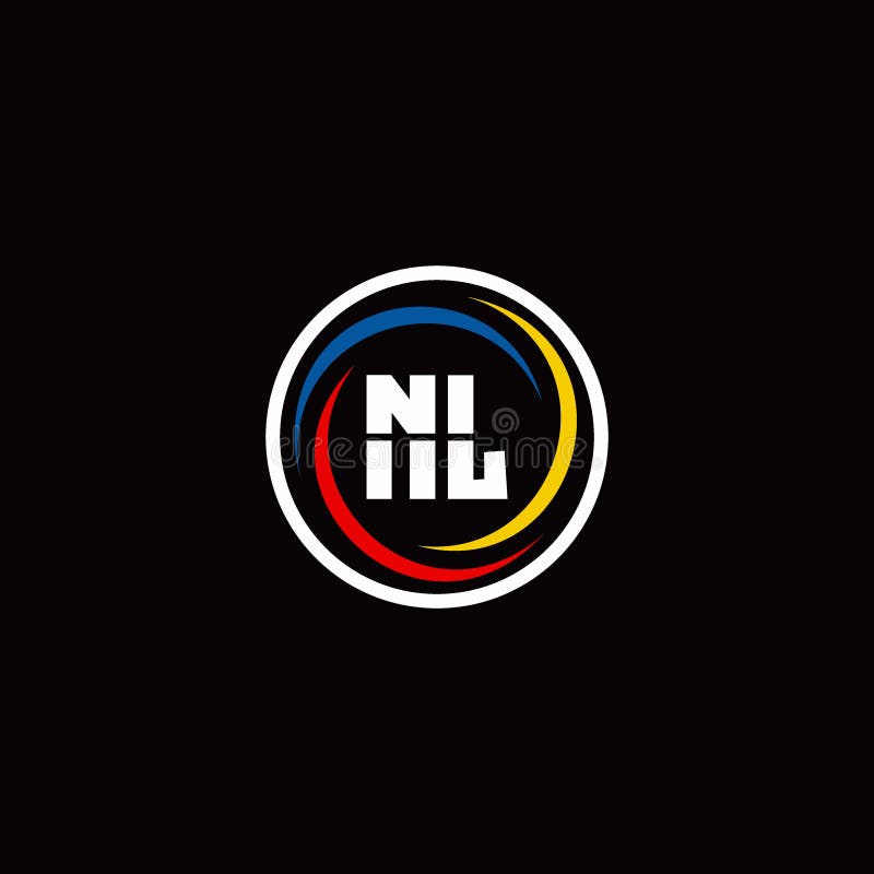 NL Monogram Logo Isolated on Circle Shape with 3 Slash Colors Rounded ...