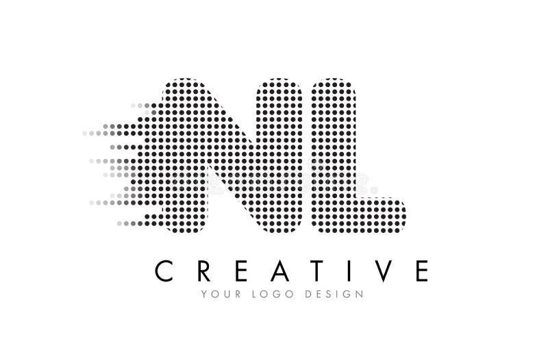 NL N L Letter Logo with Black Dots and Trails. Stock Vector ...