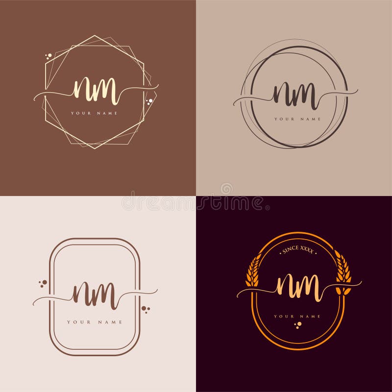 NM Initial Handwriting Logo Vector Sets. Hand Lettering Initials Logo ...