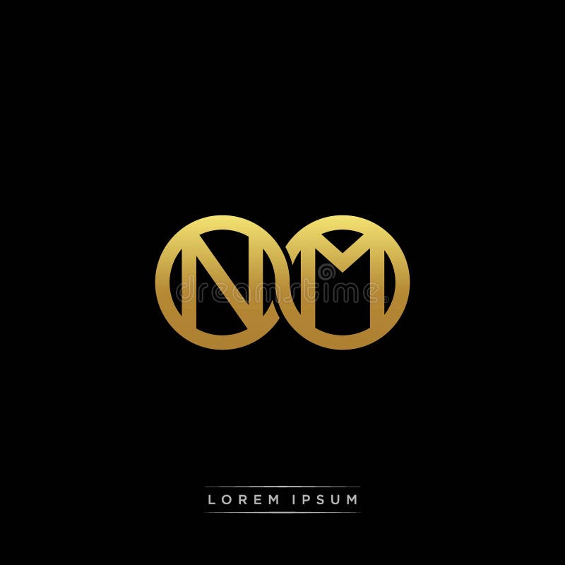 NM Monogram Logo Letter with Curved Side Style Stock Vector ...