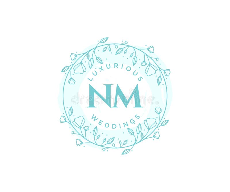 NM Initials Letter Wedding Monogram Logos Template, Hand Drawn Modern ...