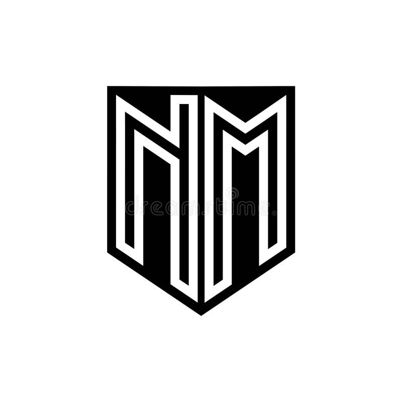 NM Logo Monogram Shield Geometric White Line Inside Black Shield Color ...