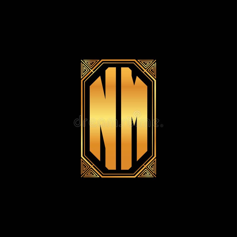 NM Logo Letter Geometric Golden Style Stock Vector - Illustration of ...