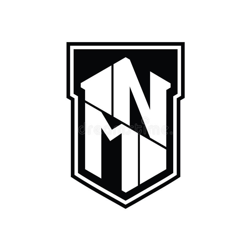 NM Logo Monogram Hexagon Geometric Up and Down Inside Shield Isolated ...