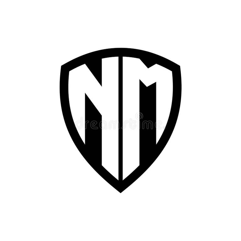 NM Monogram Logo with Bold Letters Shield Shape with Black and White ...