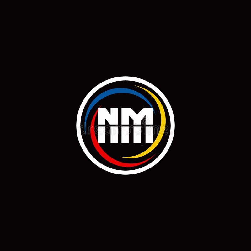 NM Monogram Logo Isolated on Circle Shape with 3 Slash Colors Rounded ...