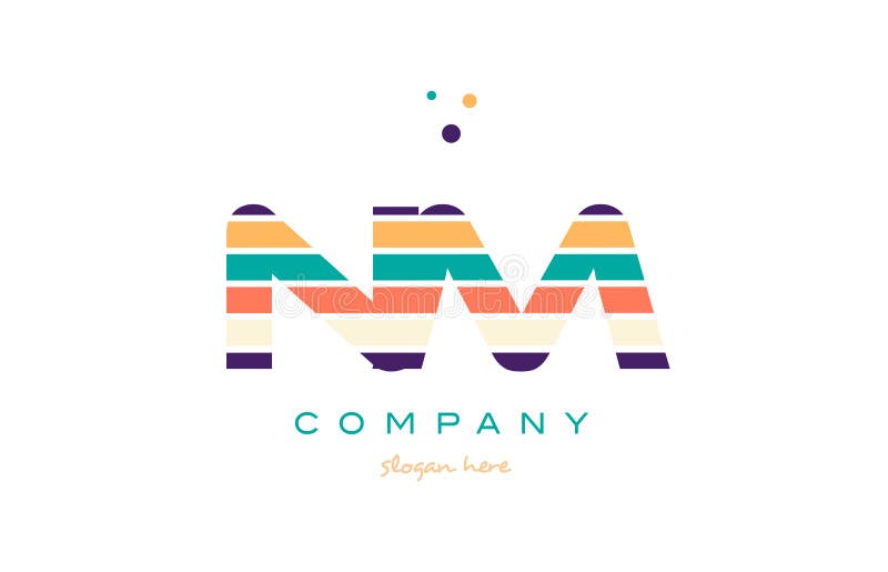 Nm N M Line Stripes Pastel Color Alphabet Letter Logo Icon Template Vector Stock Vector