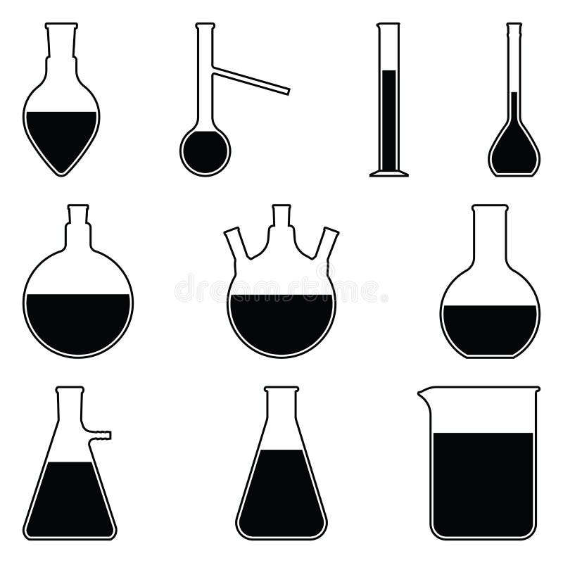 Flasks and Beakers. Laboratory Instruments. Vector Illustration Stock ...