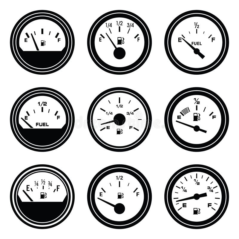 Fuel Level Gauge Icon Set. Vehicle Parts. Vector Illustration Stock ...
