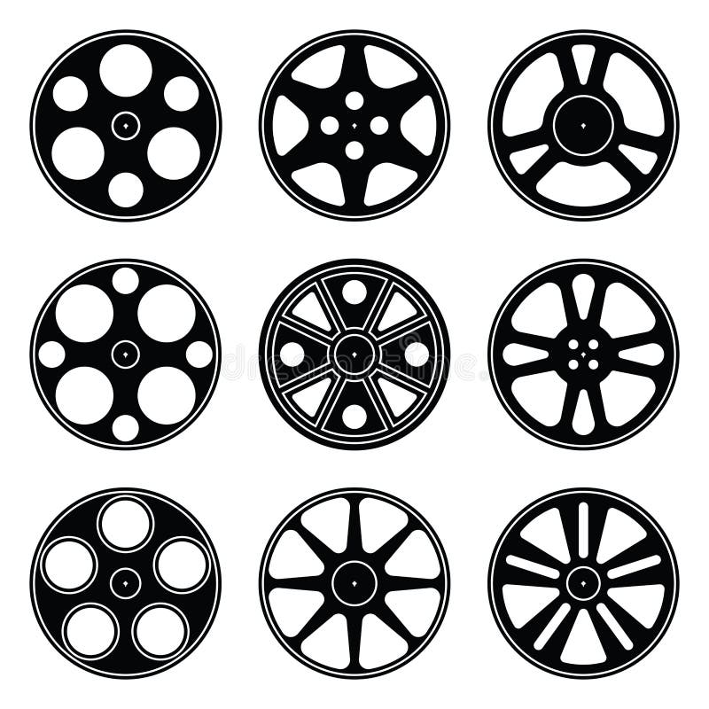 Movie Reel Icons Set. Film Reel. Silhouette Vector Stock Vector ...