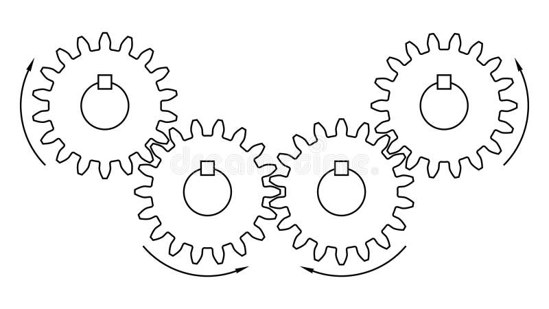 Gears Mesh and Tooth Engagement. Vector Thin Line Stock Vector ...