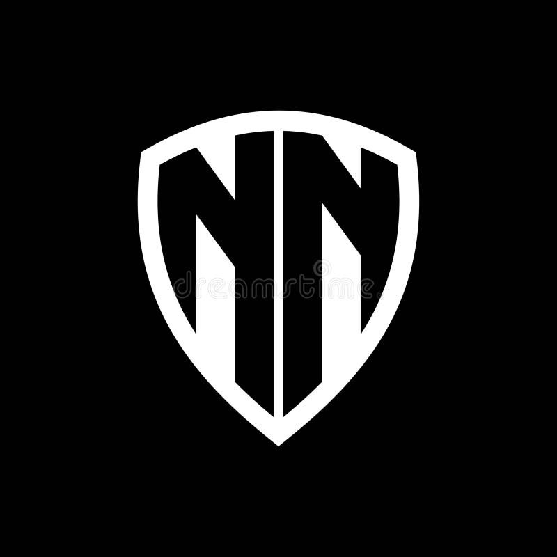 NN Monogram Logo with Bold Letters Shield Shape with Black and White ...