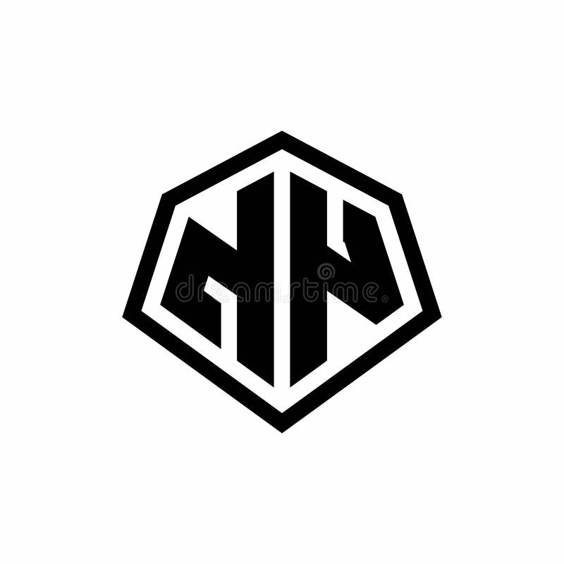 NN Monogram Logo with Hexagon Shape and Line Rounded Style Design ...