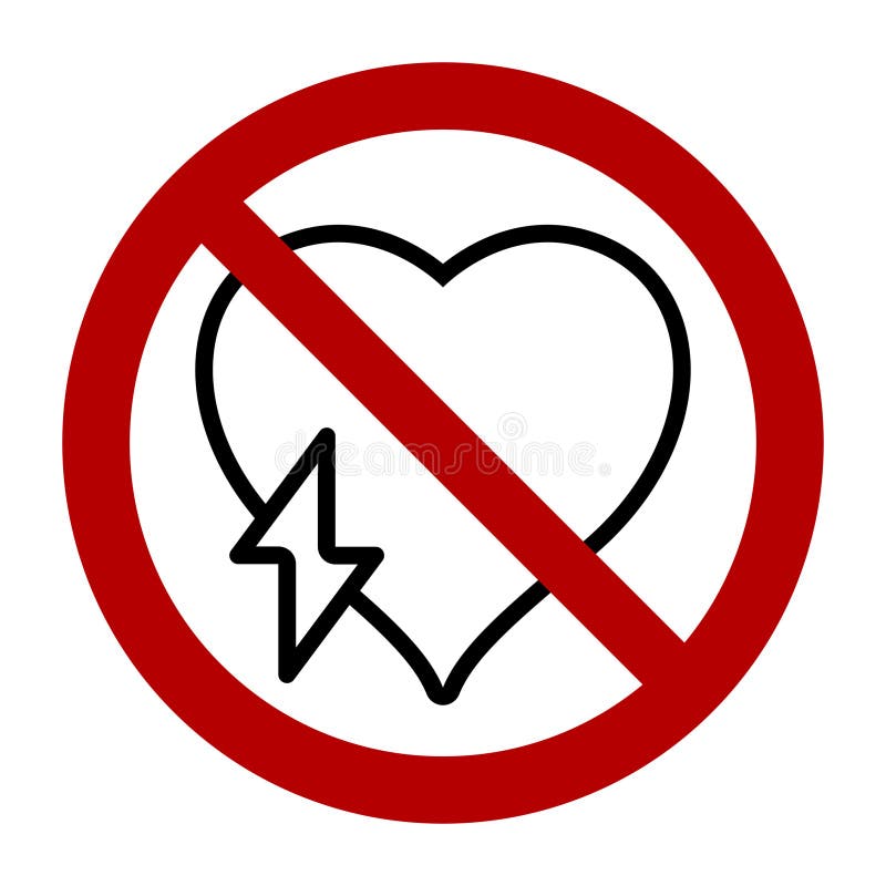 No Access with Pacemaker Symbol, Prohibition Sign. Flat Vector ...