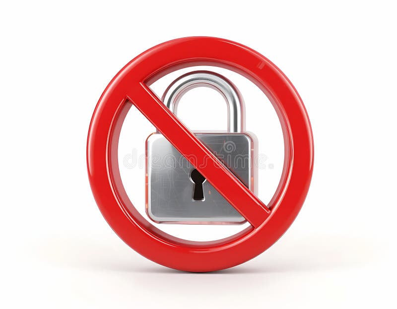 No Access Padlock Symbol Red Circle Graphic Design Stock Illustration ...