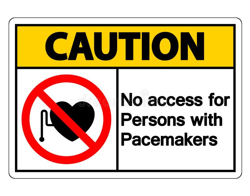 No Access for Persons with Pacemaker Symbol Sign on White Background ...