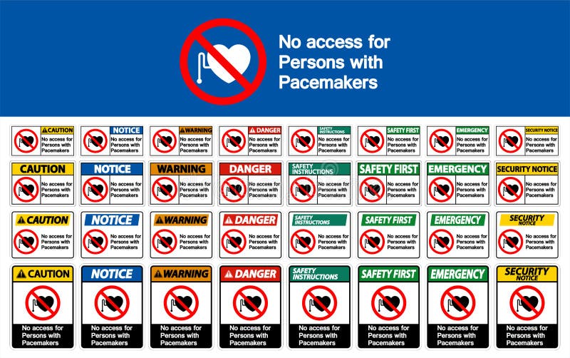 No Access for Persons with Pacemaker Symbol Sign on White Background ...