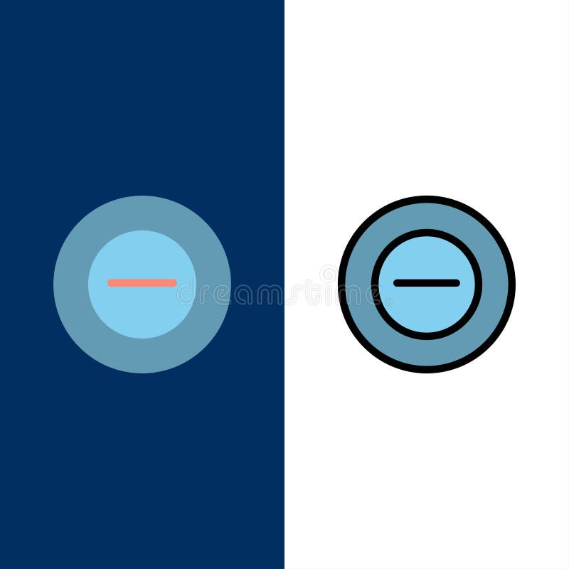 No, Add, less Icons. Flat and Line Filled Icon Set Vector Blue ...