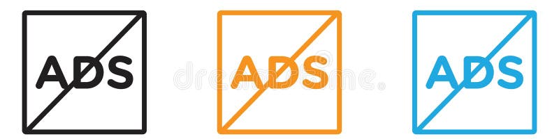 No Ads Icon Vector Logo Set Collection for Web App Ui Stock Vector ...