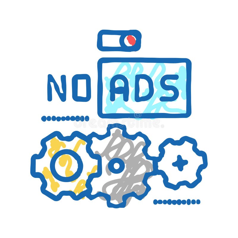 No Ads Setting Icon Doodle Illustration Stock Vector - Illustration of ...