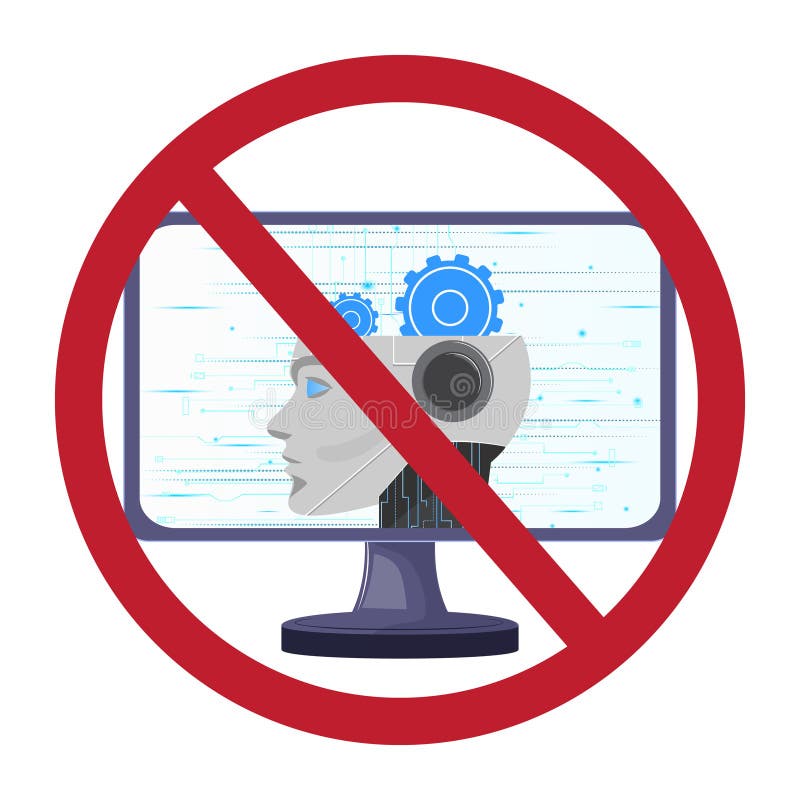 No AI Concept Illustration Showing a Blocked Artificial Intelligence ...