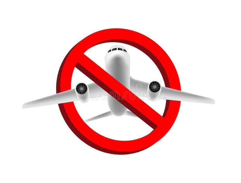 No Plane, Forbidden Flight Sign On White Background Stock Illustration ...