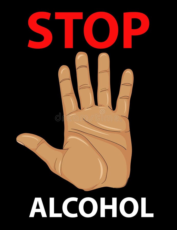 No Alcohol. the Hand Shows a Gesture of Stop. Vector. Poster Stock ...