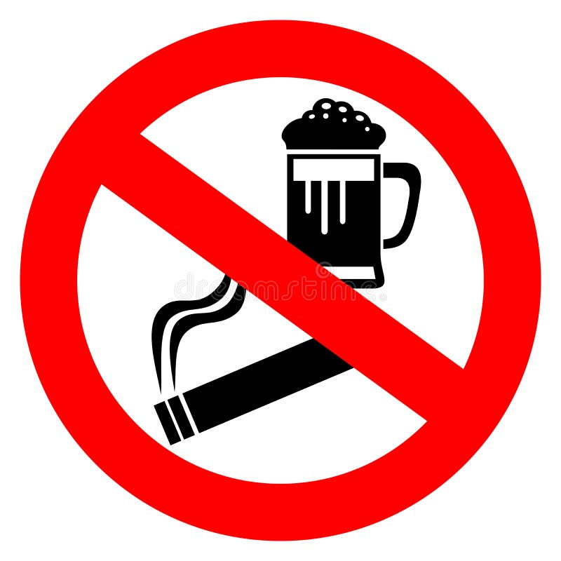 No Alcohol and Smoking Sign Stock Vector - Illustration of emblem ...
